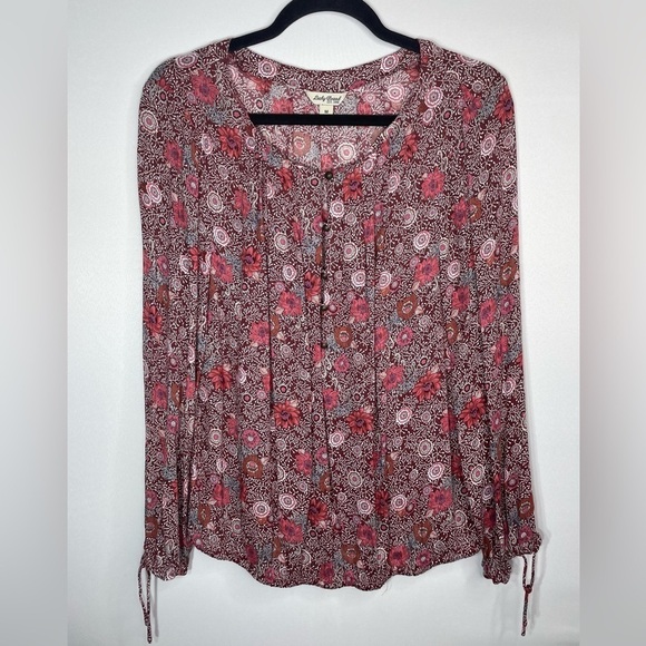 Lucky Brand | Tops | Lucky Brand Blouse Womens M Chic Floral Design ...